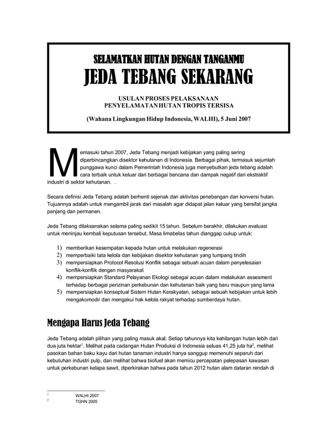 Paper Concept Jeda Tebang Hutan | PDF