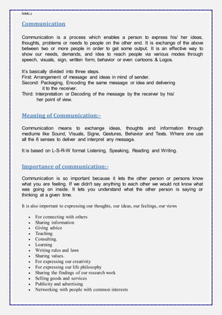 Paper I , communication assignment. | PDF