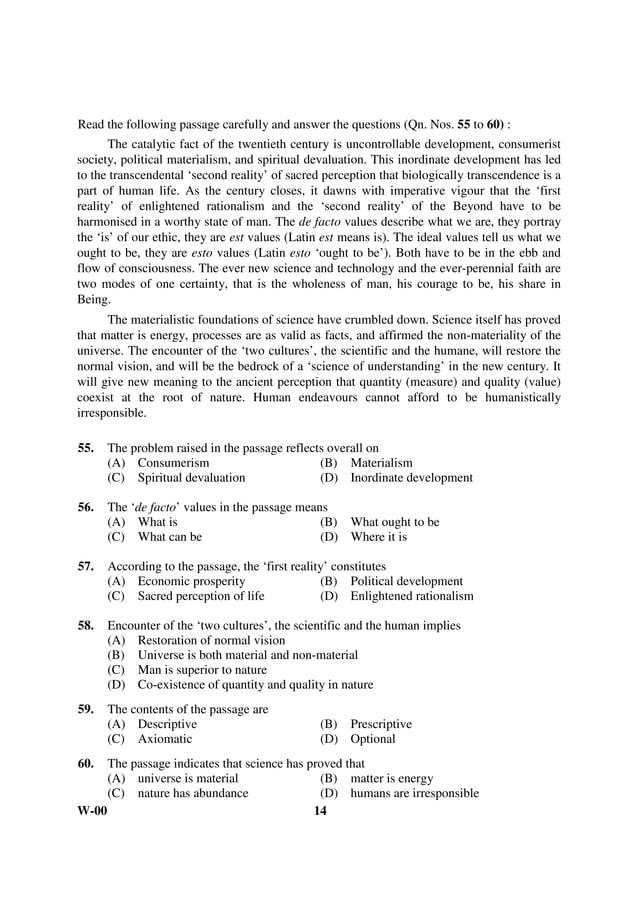 UGC Paper i (set-w) | PDF