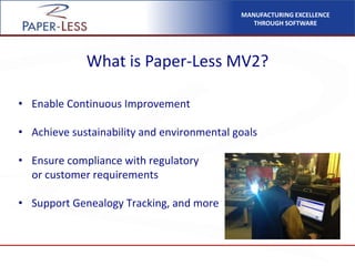 Paper-Less MES Solution Overview | PPSX | Business | Business and Finance