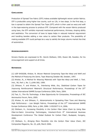 Paper - New opportunities in lightweight spread tow fabrics (STF) | PDF