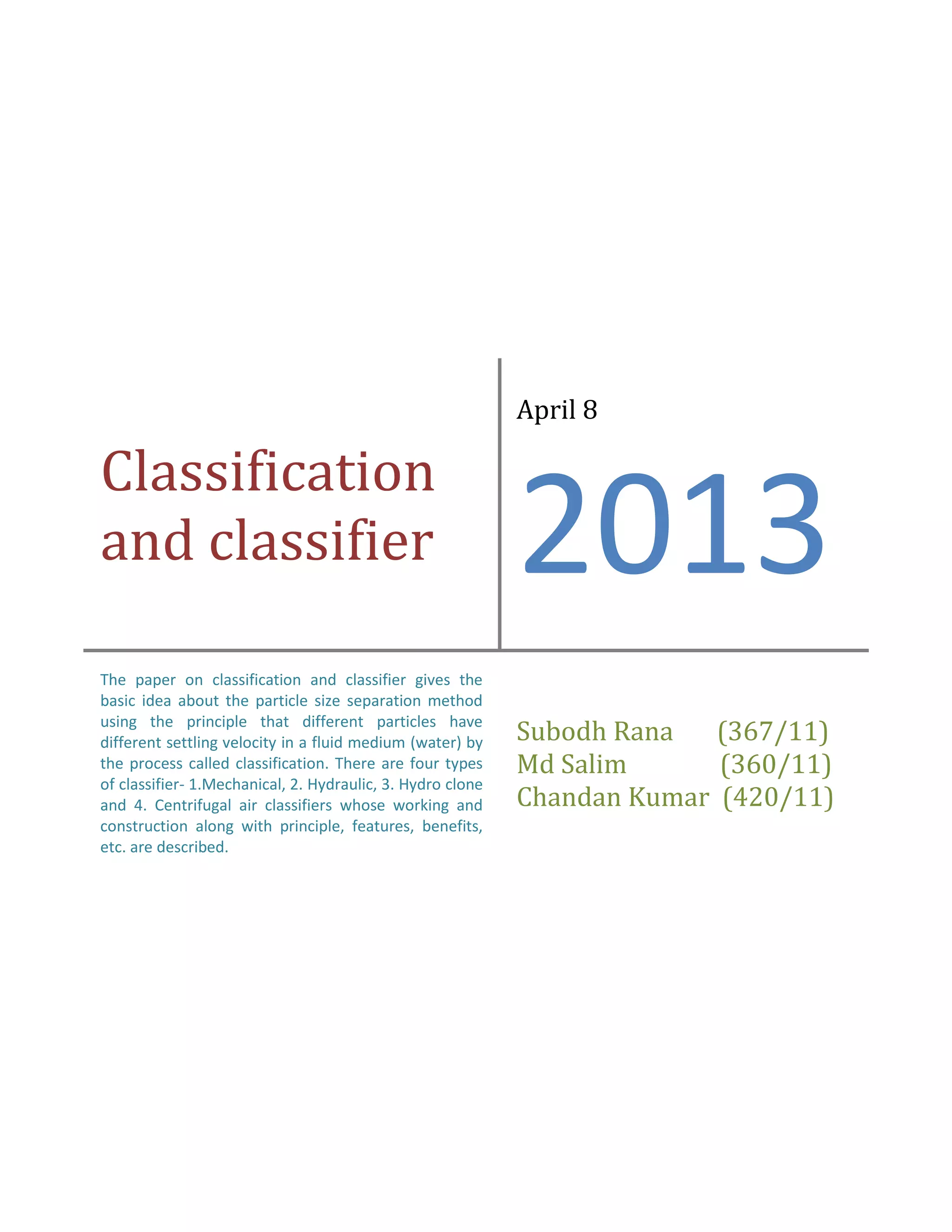 Paper on-classification-and-classifiers | PDF
