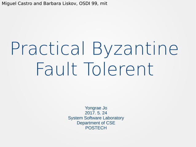 Practical Byzantine Fault Tolernace Pdf Information And Network Security Computing