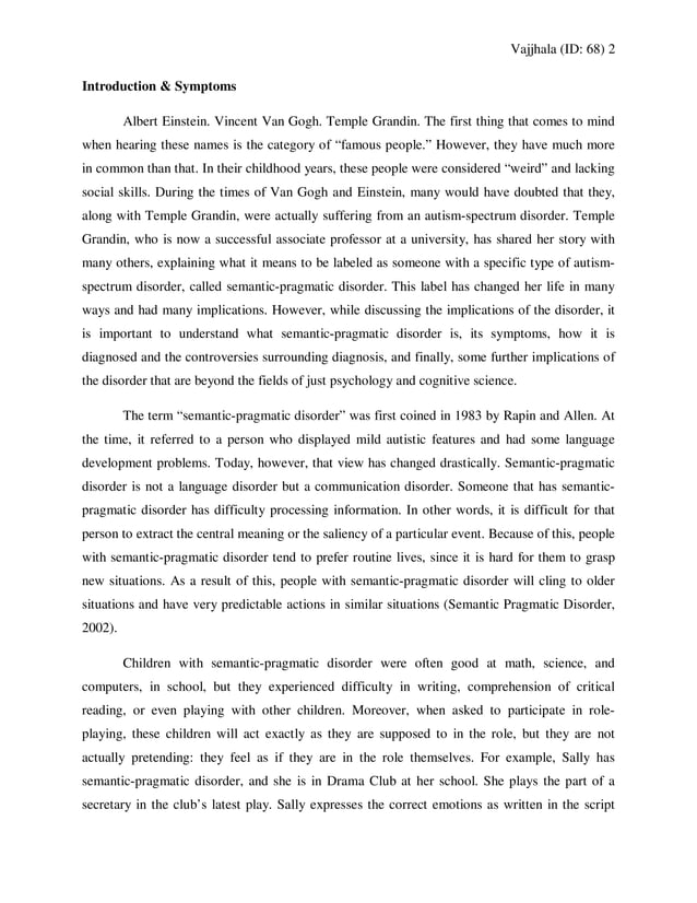 Semantic Pragmatic Disorder : A Cognitive Science Prespective | PDF