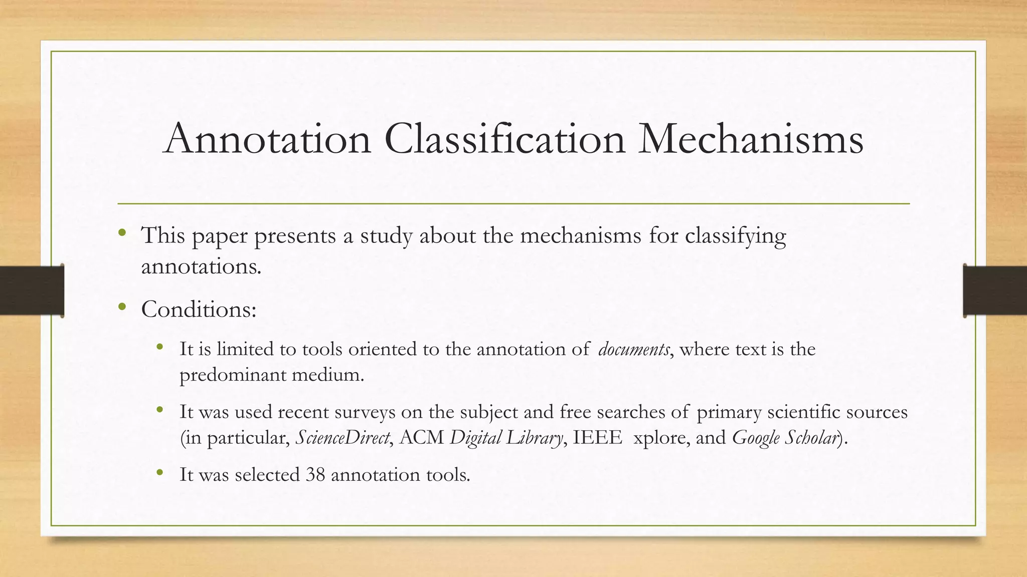 Document Annotation Tools: Annotation Classification Mechanisms | PPT