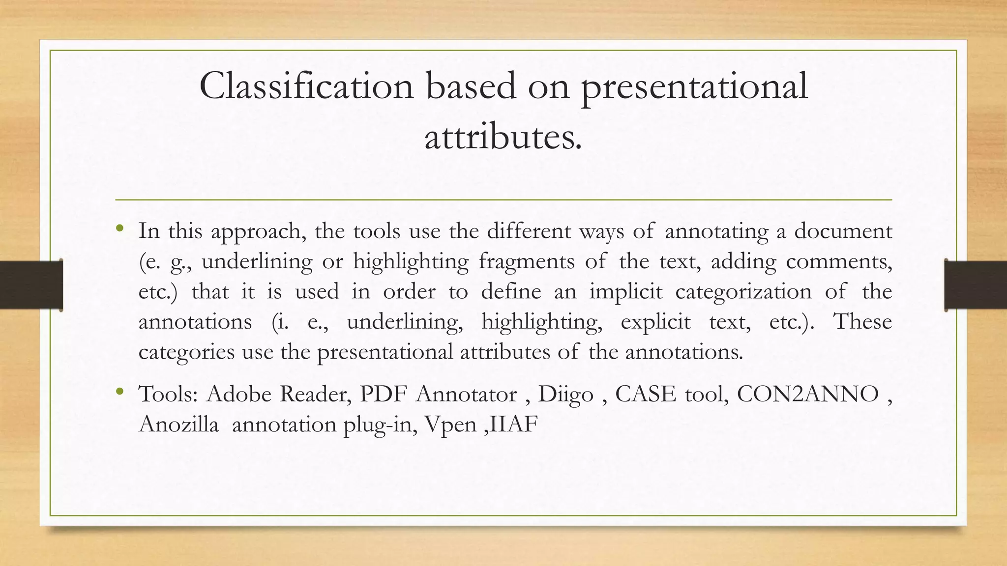 Document Annotation Tools: Annotation Classification Mechanisms | PPT