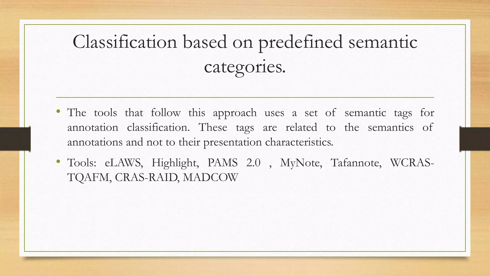 Document Annotation Tools: Annotation Classification Mechanisms | PPT