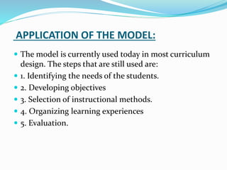 SCIENTIFIC MODELS OF CURRICULUM DEVELOPMENT RALPH TYLER AND HILDA TABA ...