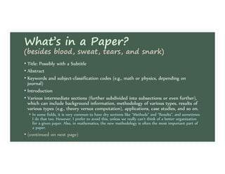 Tutorial on Paper-Writing in Applied Mathematics (Preliminary Draft of ...