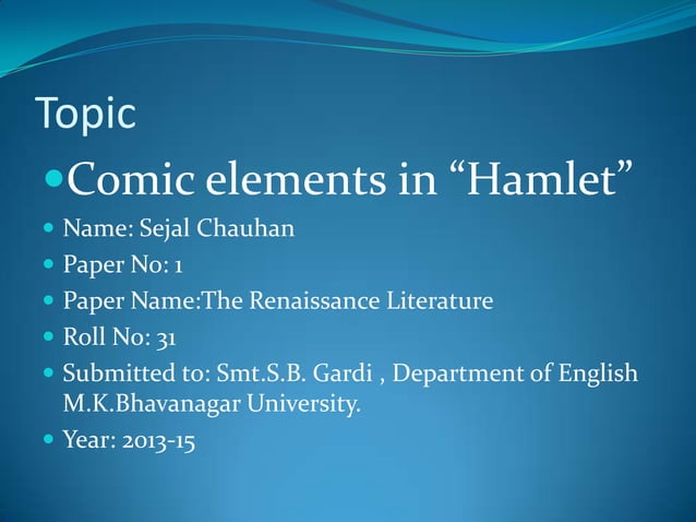 comic elements in Hamlet | PPTX
