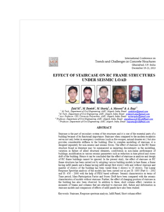 EFFECT OF STAIRCASE ON RC FRAME STRUCTURES UNDER SEISMIC LOAD | PDF
