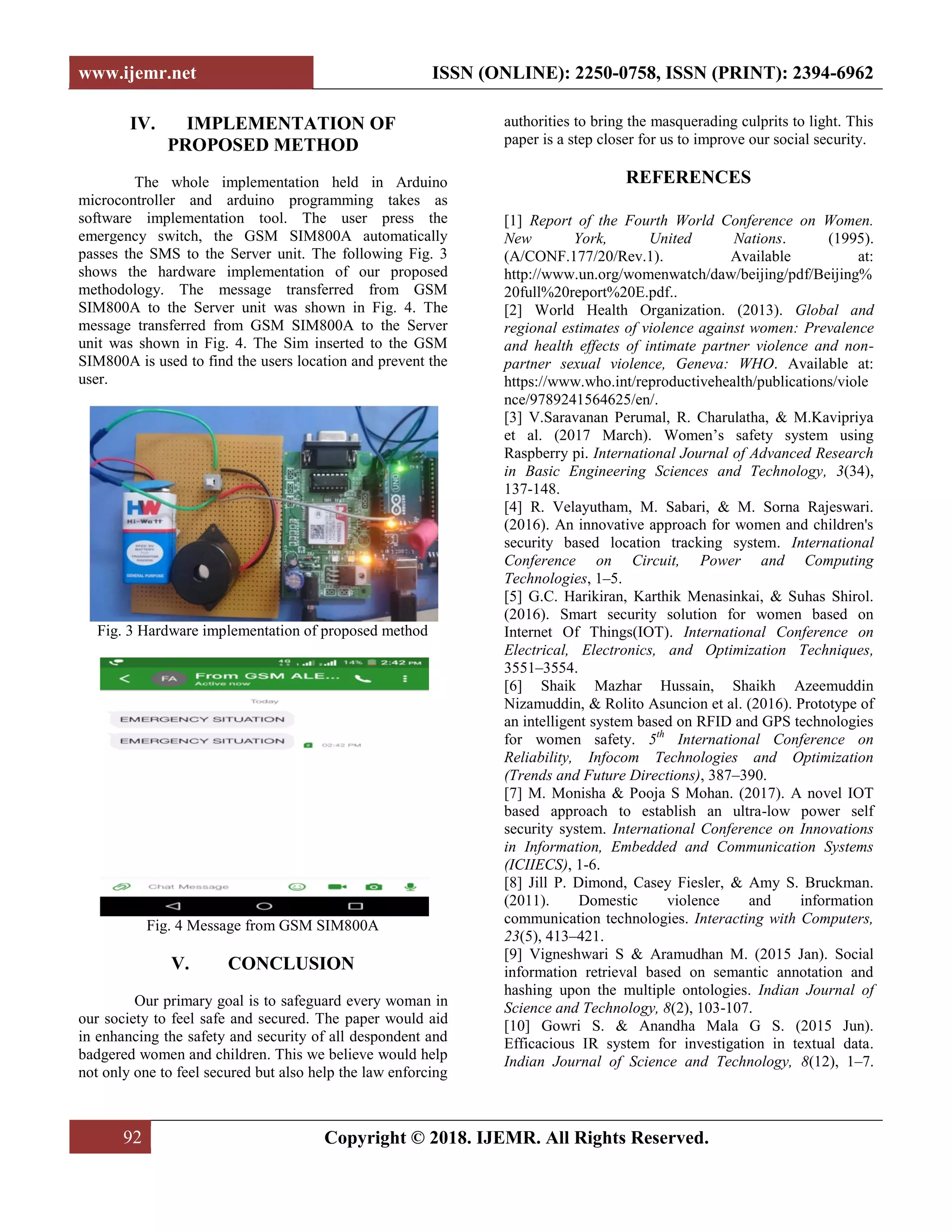 A Smart Alarm System for Women’s Security | PDF