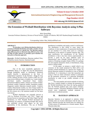 On Extension of Weibull Distribution with Bayesian Analysis using S-Plus Software | PDF