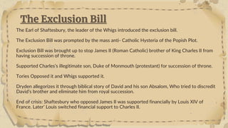 Contemporary political issues in Absalom and Achitophel | PPT