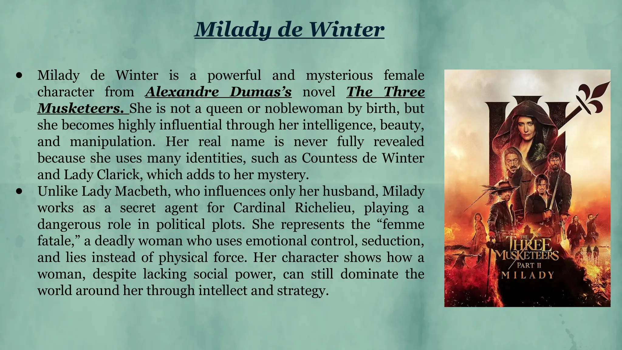 Comparison between Lady Macbeth and Melady De Winter | PPTX