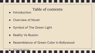presentation paper 106 decoding the green light in novel great gatsby | PDF