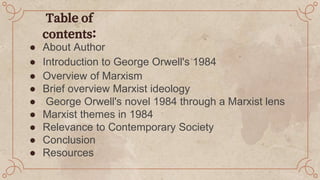"George Orwell's '1984': A Marxist Study” | PPTX