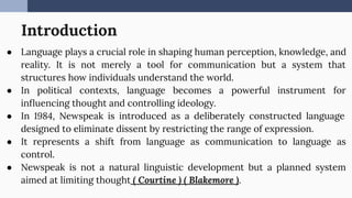 Newspeak as a Model for Political Linguistics and Language Engineering ...