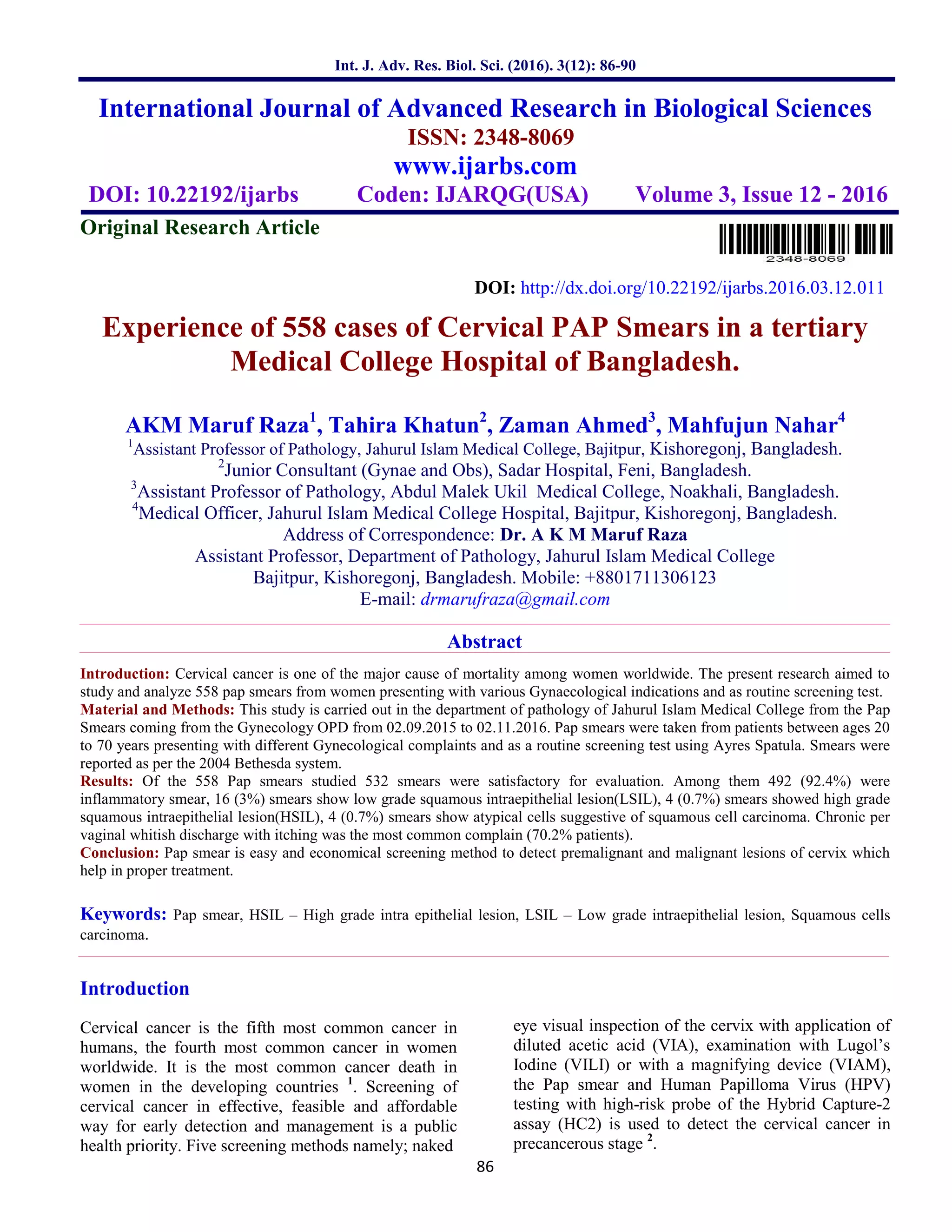 Paps smear study | PDF