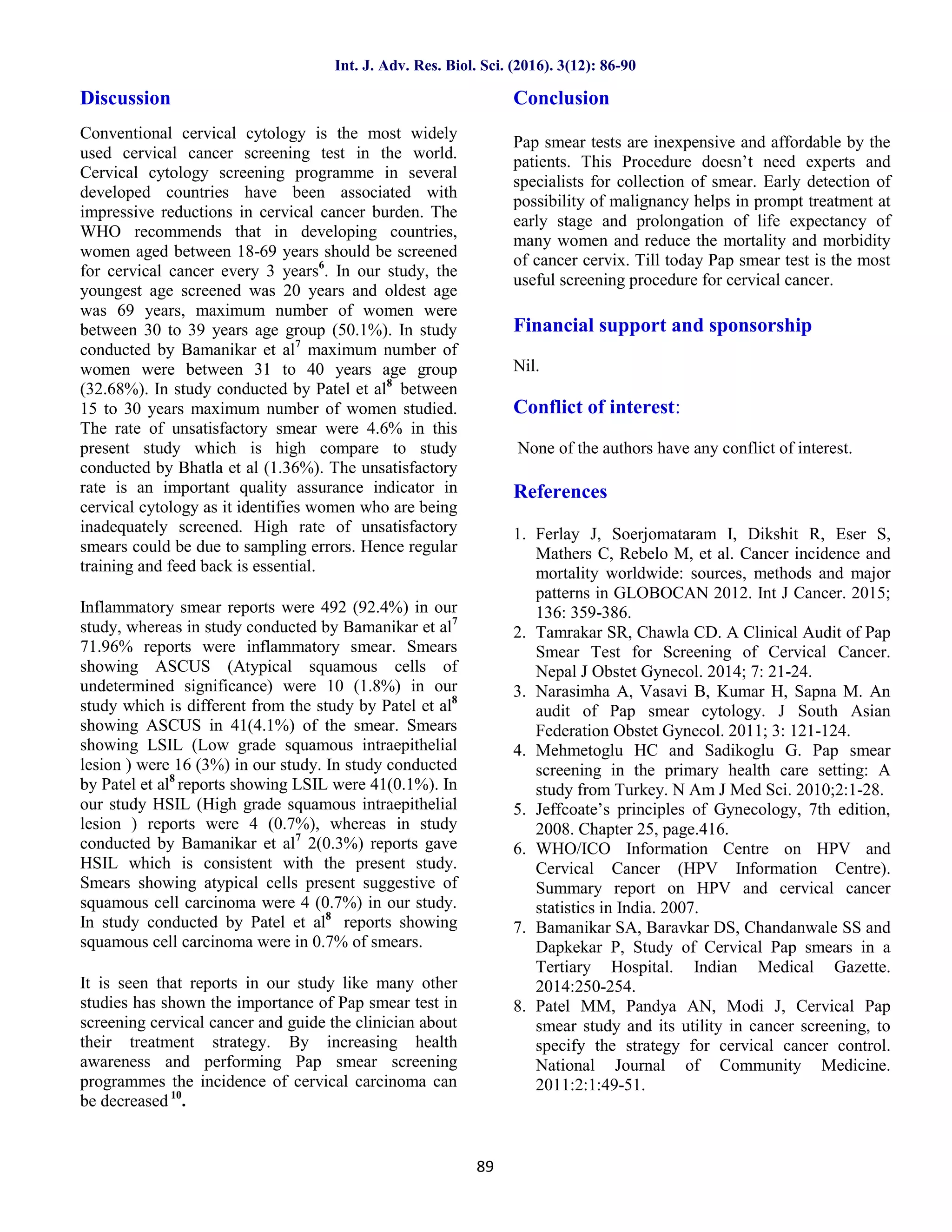 Paps smear study | PDF