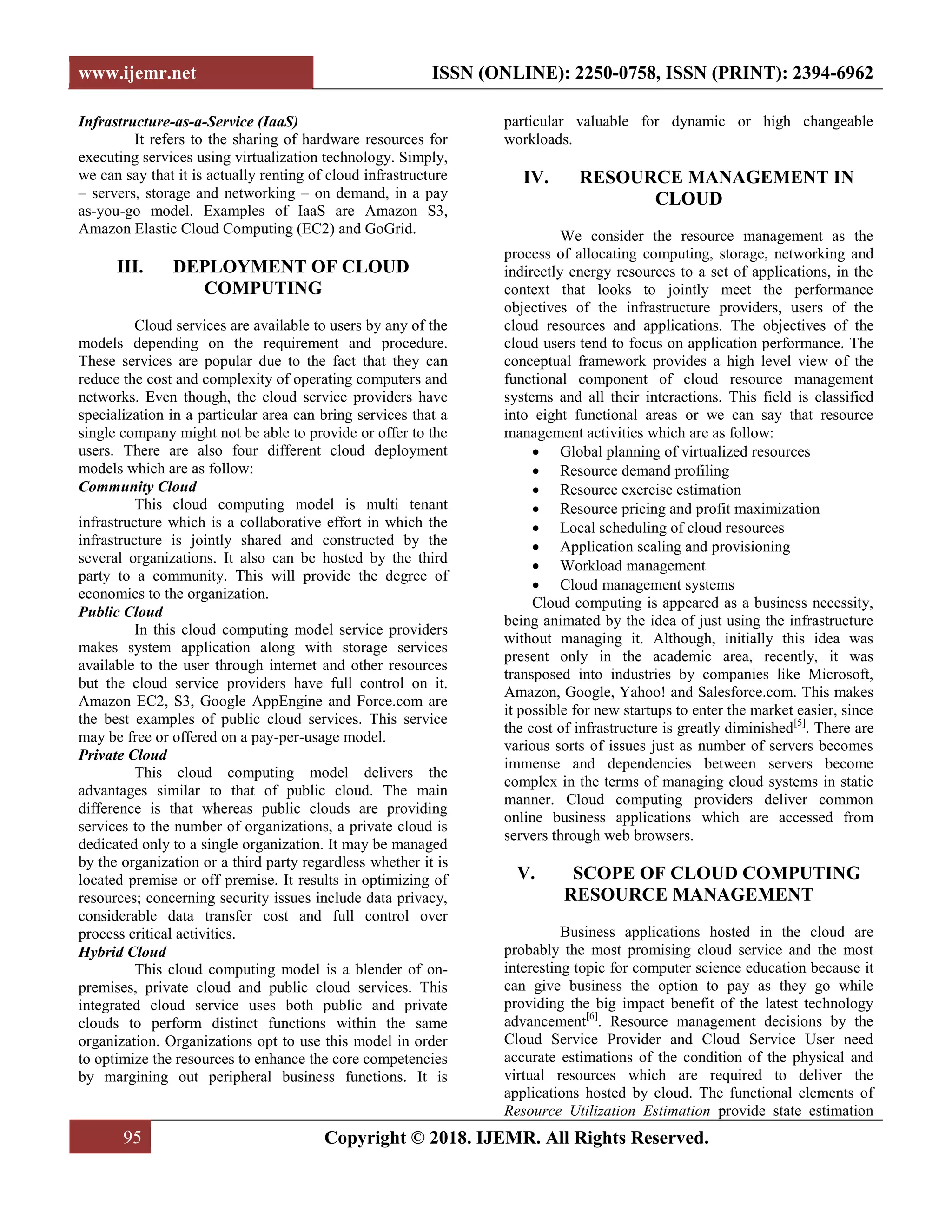 Cloud Computing in Resource Management | PDF