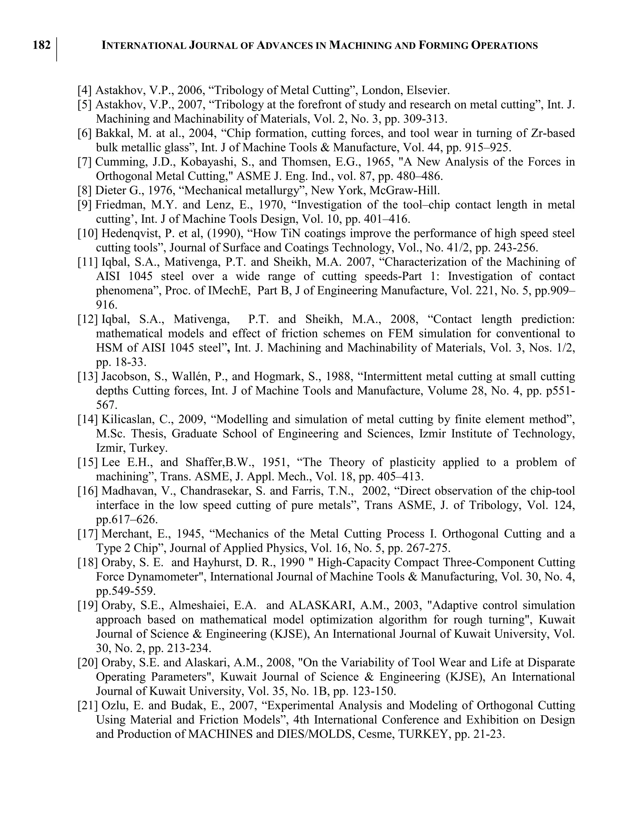 Mathematical Modeling Experimental Approach of the Friction on the Tool ...