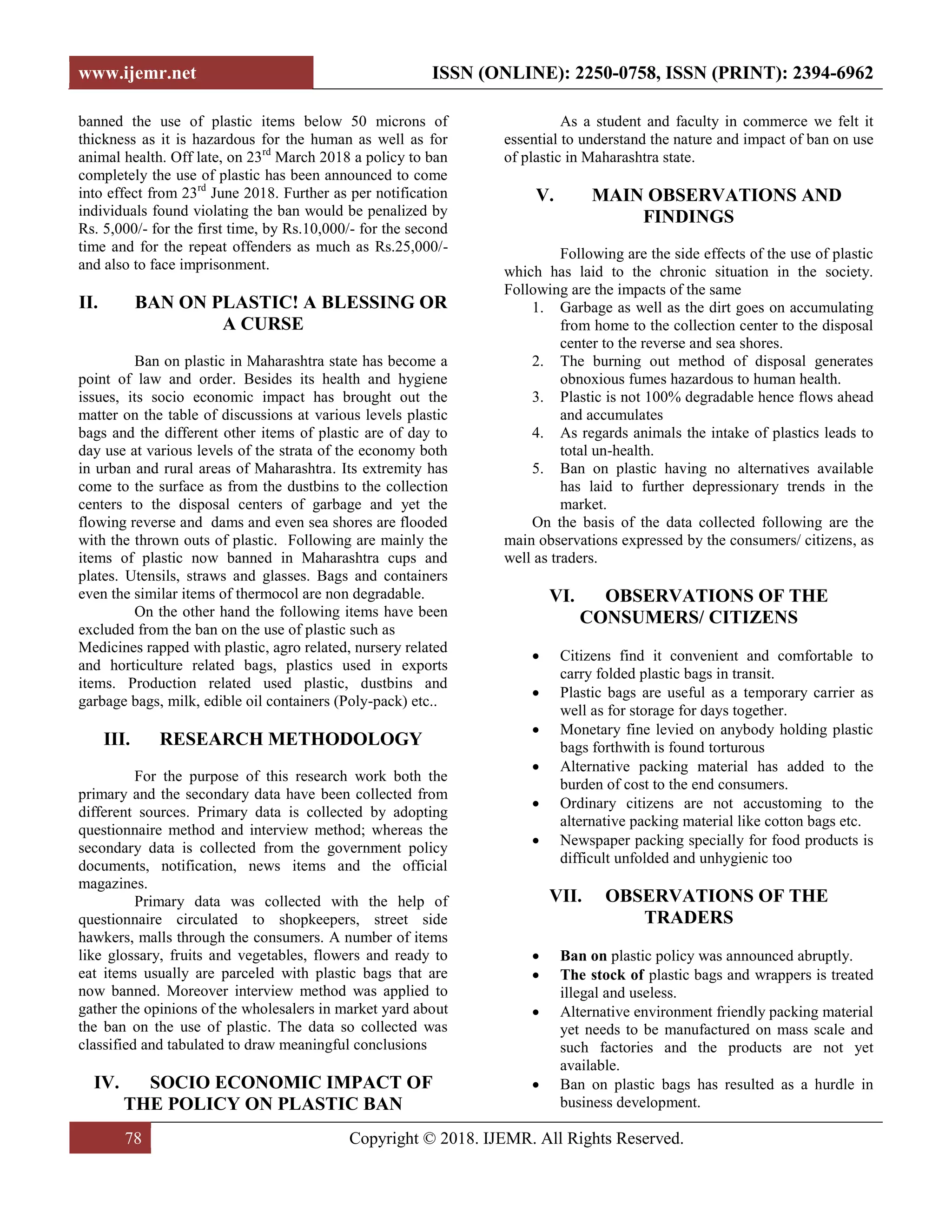 Ban on Plastic! A Blessing or A Curse | PDF