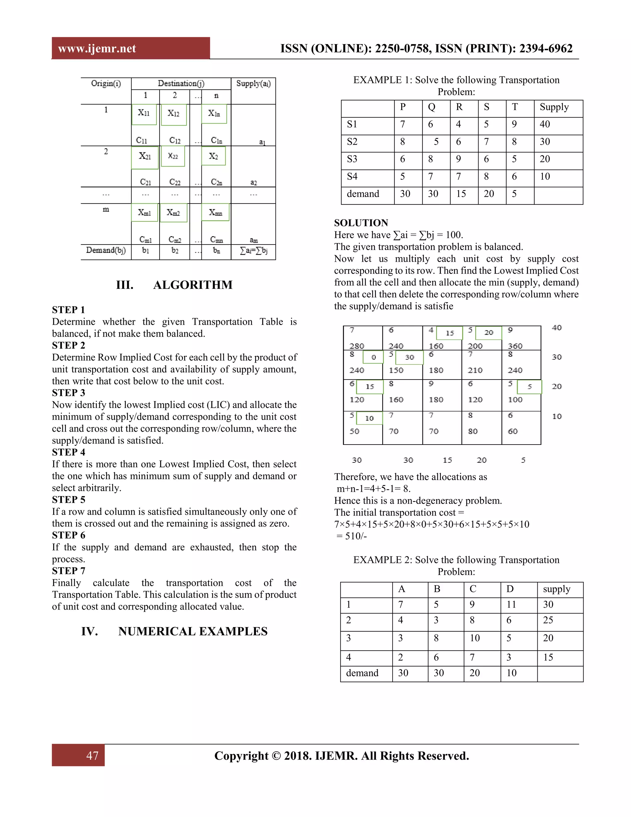 A New Approach to Solve Initial Basic Feasible Solution for the Transportation Problem | PDF