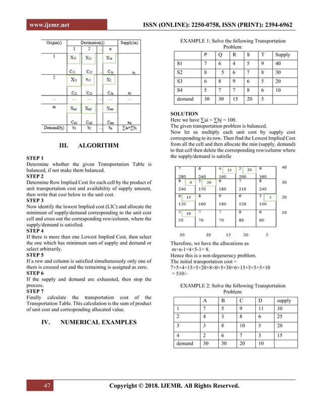 A New Approach to Solve Initial Basic Feasible Solution for the Transportation Problem | PDF