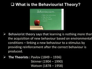 Comparison between behaviorist theory and cognitivist theory | PPTX