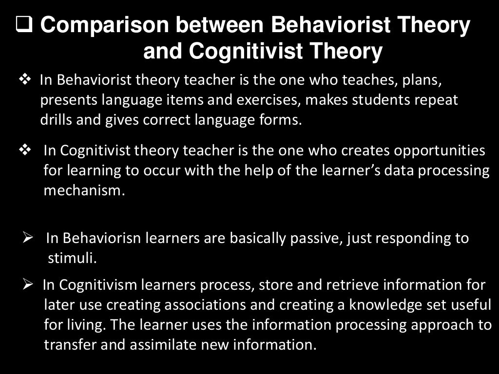 Comparison between behaviorist theory and cognitivist theory