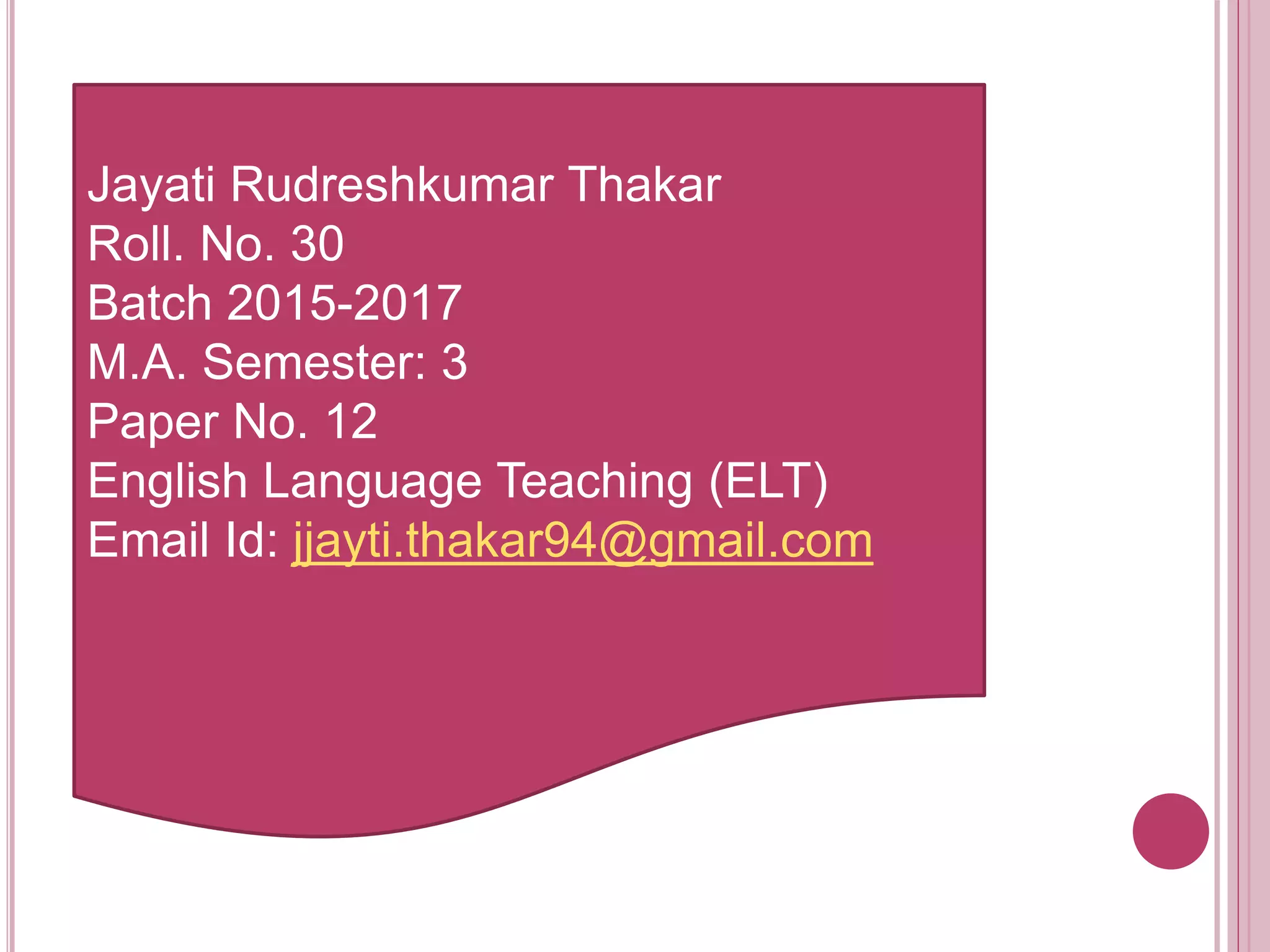 Paper 12 elt english language teaching | PPT