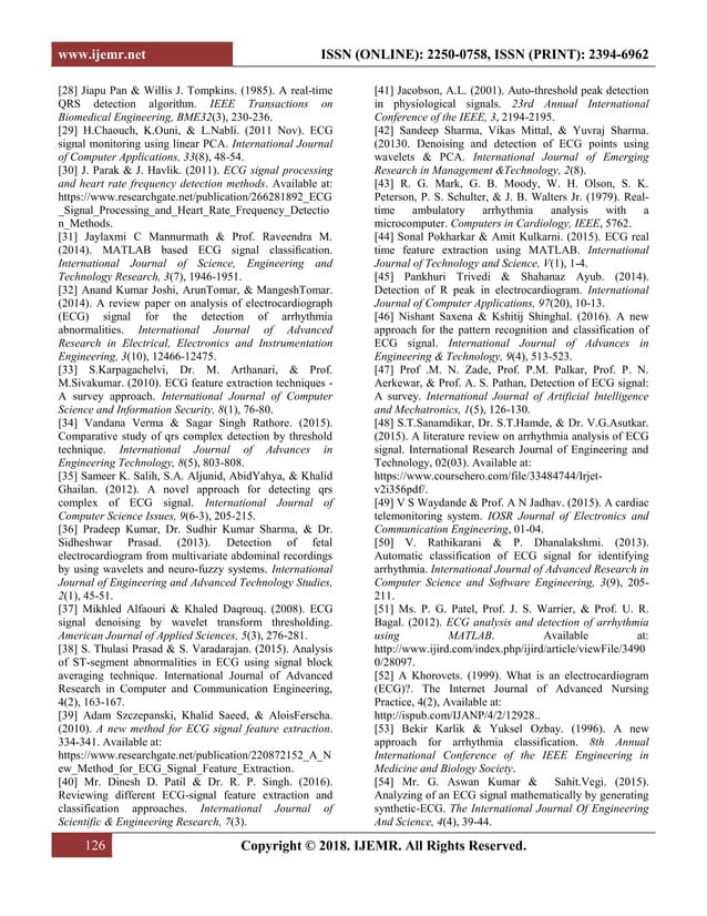 Classification Of Arrhythmia From Ecg Signals Using Matlab Pdf Heart And Cardiovascular