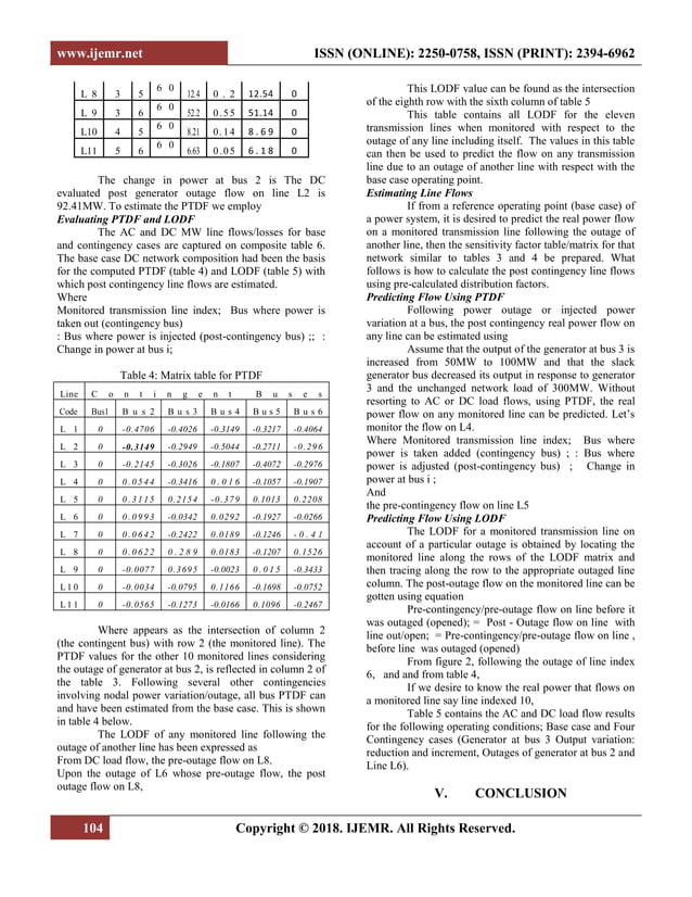 Predicting Post Outage Transmission Line Flows using Linear Distribution Factors | PDF