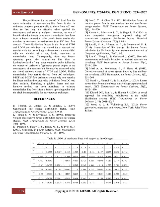Predicting Post Outage Transmission Line Flows using Linear Distribution Factors | PDF
