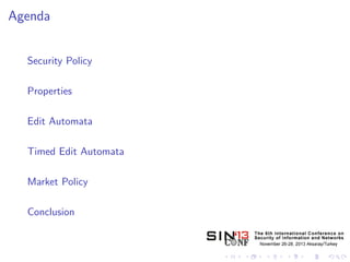 Implementing real-time transactional security property using timed edit automata | PPT