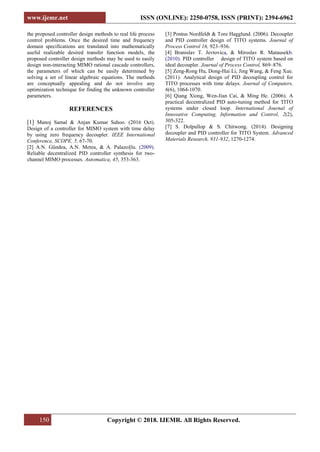 Design of a Controller for MIMO System by using Approximate Model ...