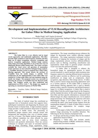 Development and Implementation of VLSI Reconfigurable Architecture for Gabor Filter in Medical ...
