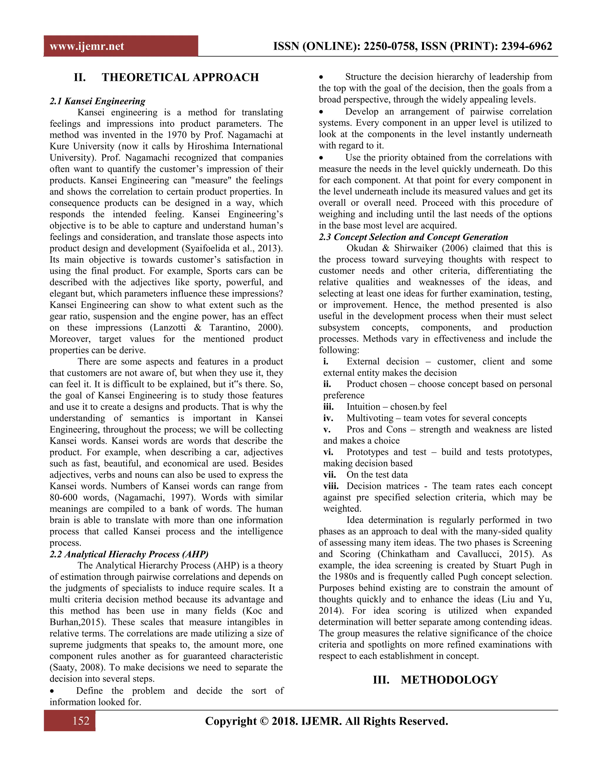 An Analysis to Determine the Priority Emotional Design in Kansei Engineering by using the AHP ...