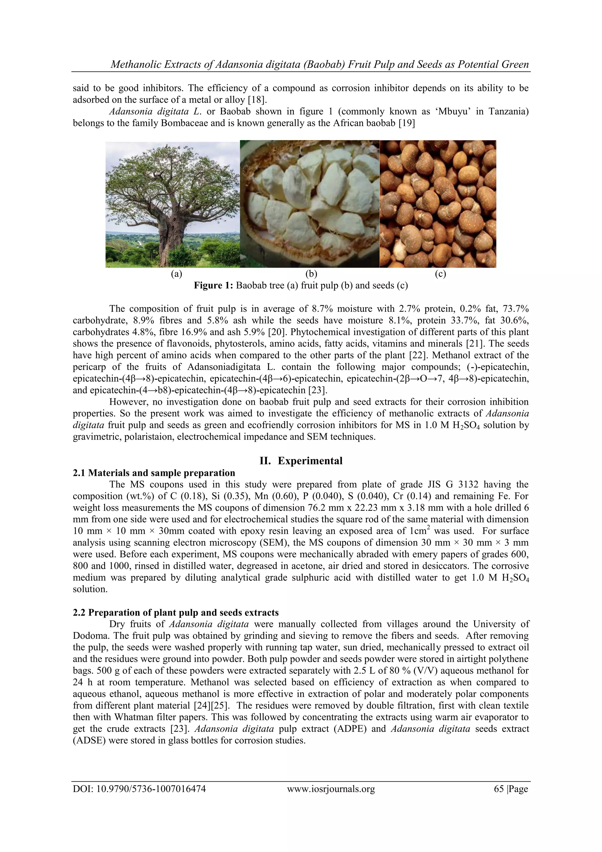 Methanolic Extracts of Adansonia digitata (Baobab) Fruit Pulp and Seeds ...