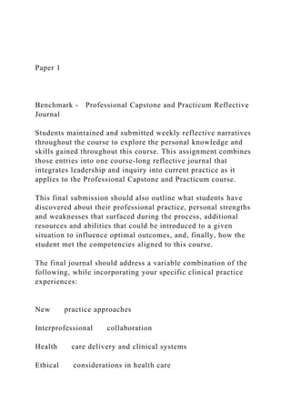 Paper 1Benchmark - Professional Capstone and Practicum.docx