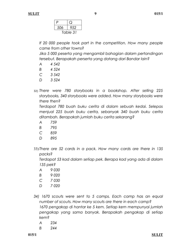 math year 4 paper 1 | DOC