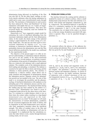 delamination of a strong film from a ductile substrate during indentation unloading | PDF
