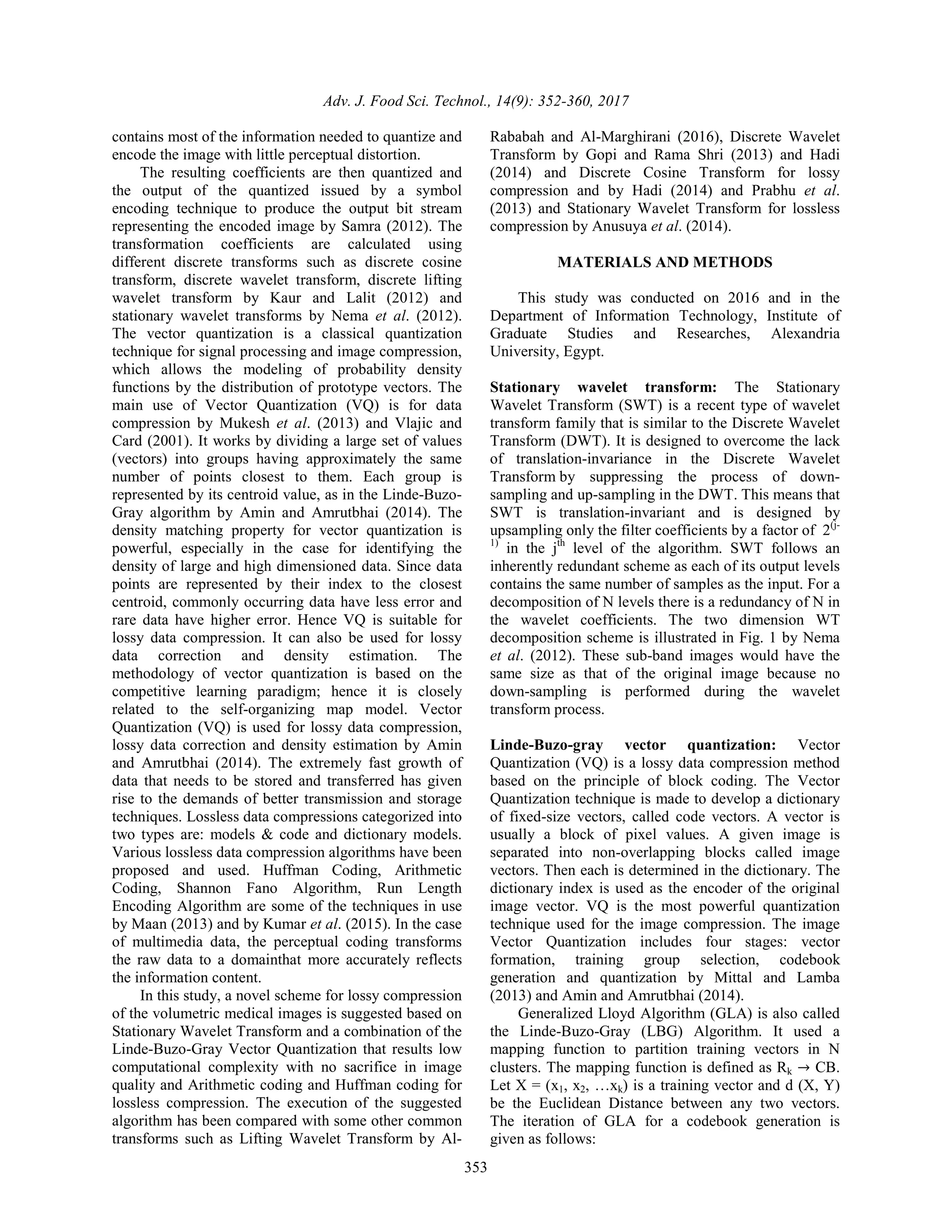 Volumetric Medical Images Lossy Compression using Stationary Wavelet Transform and Linde-Buzo ...