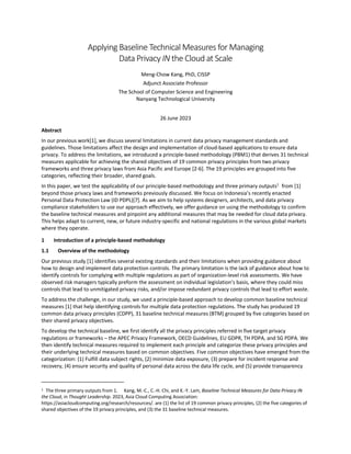 Applying Baseline Technical Measures for Managing Data Privacy IN the ...