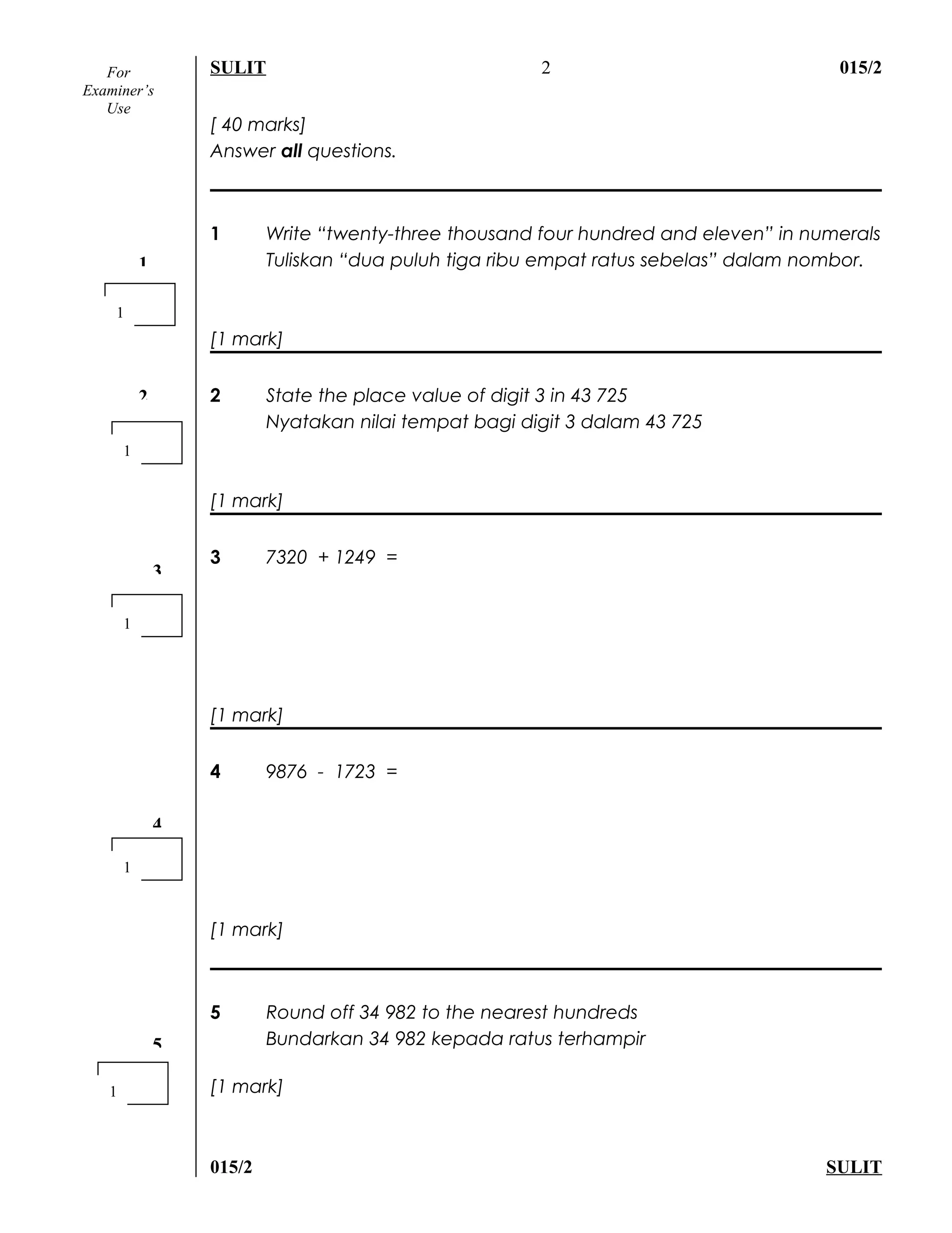 math year 4 paper 2 | DOC
