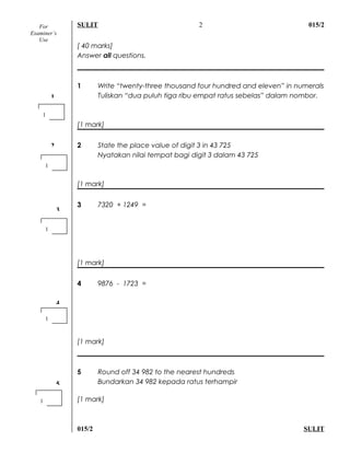 math year 4 paper 2 | DOC