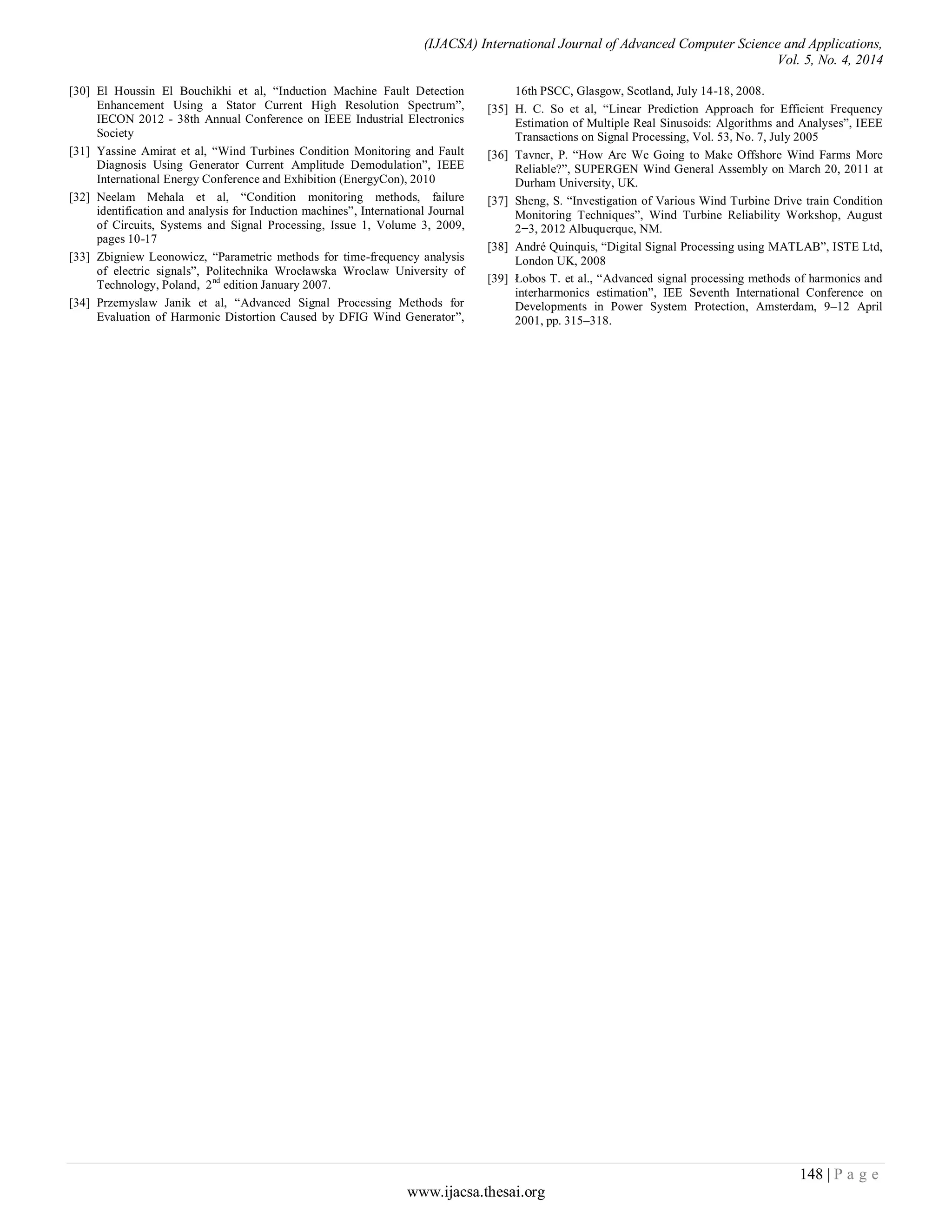 Performance Analysis Of Faults Detection In Wind Turbine Generator Based On High Resolution