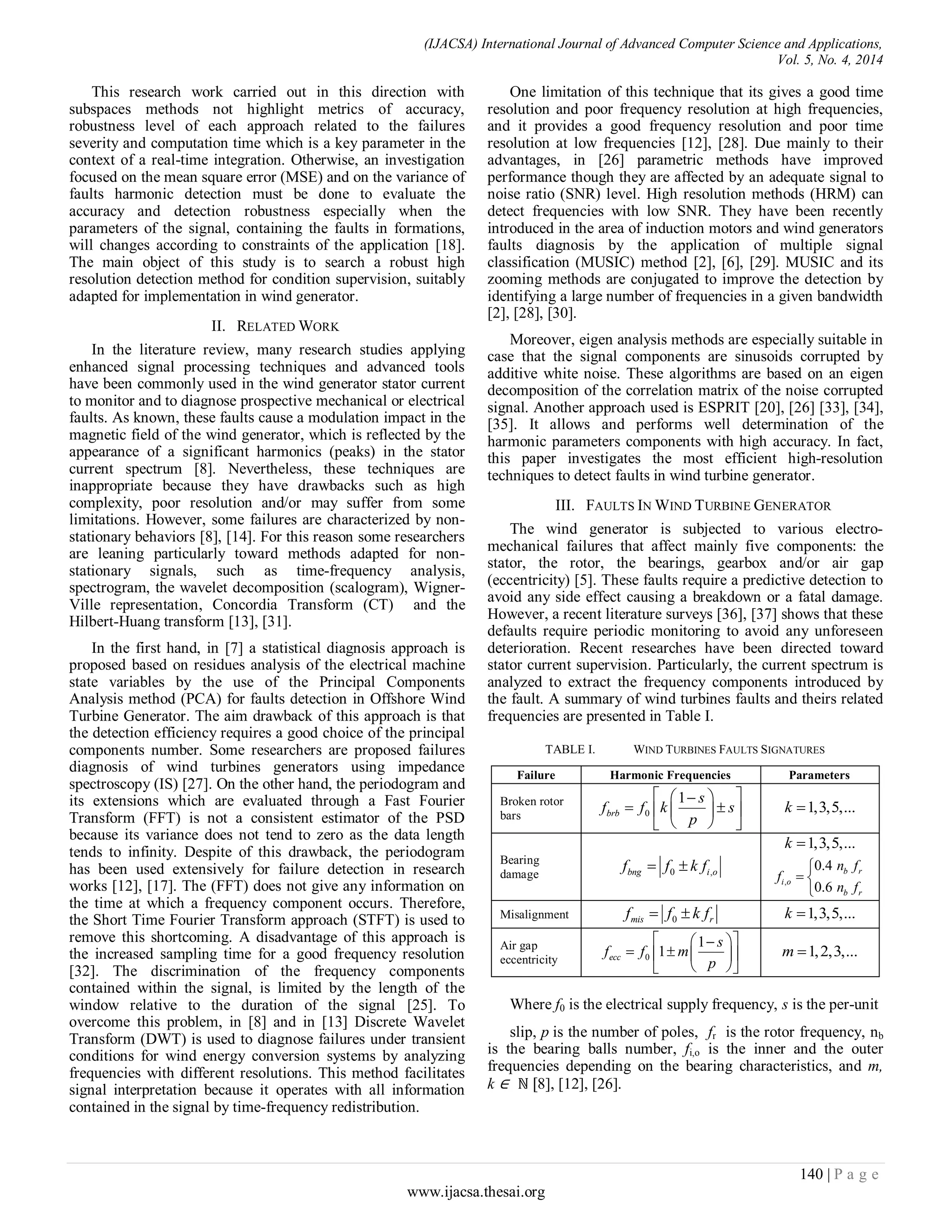 Performance Analysis Of Faults Detection In Wind Turbine Generator