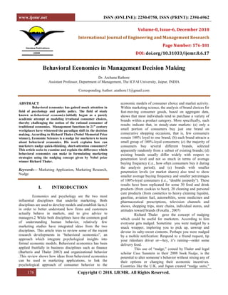 Behavioral Economics in Management Decision Making | PDF